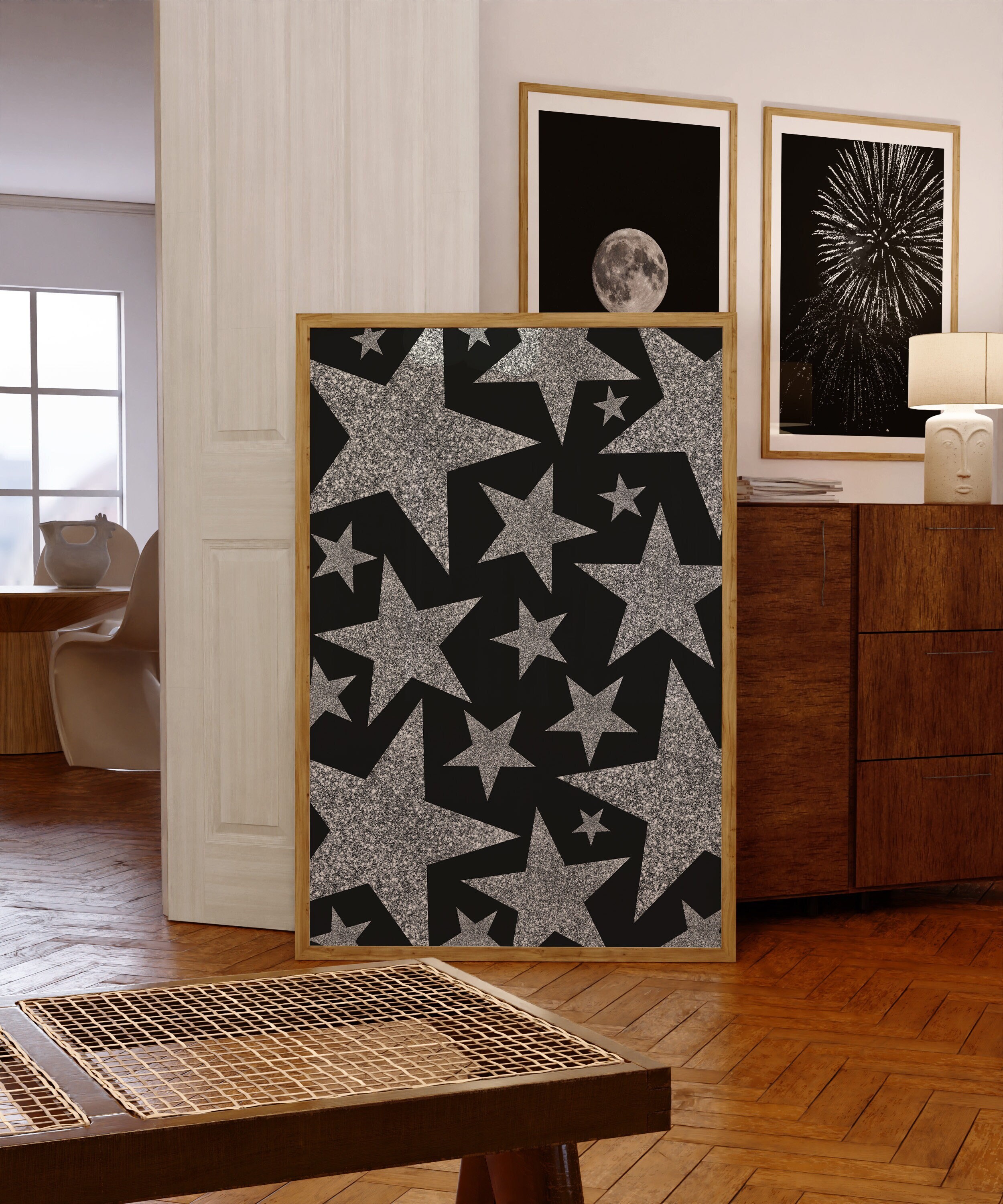 Star Girl Print Trendy Silver Stars Poster Wall Art Print Aesthetic ...