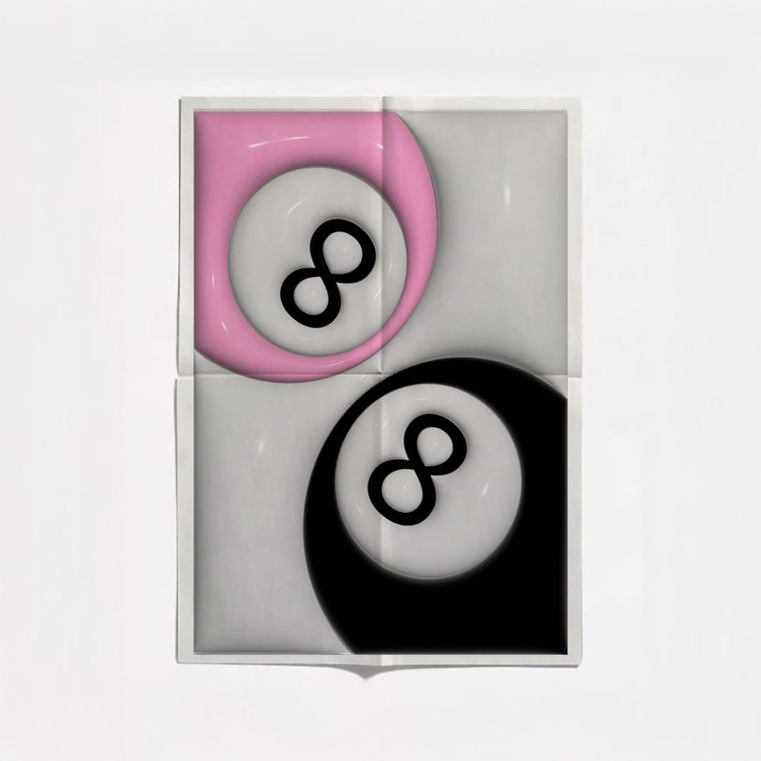 Pink 8 Ball Couple Print: Retro Y2K Psychedelic Wall Art (digital ...