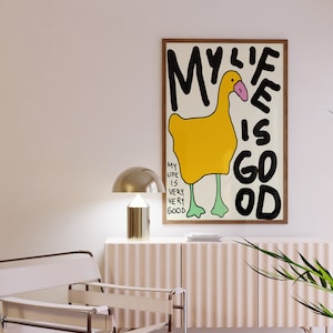 My Life is Good Print Illustration Poster Wall Art Modern Kitchen Decor ...