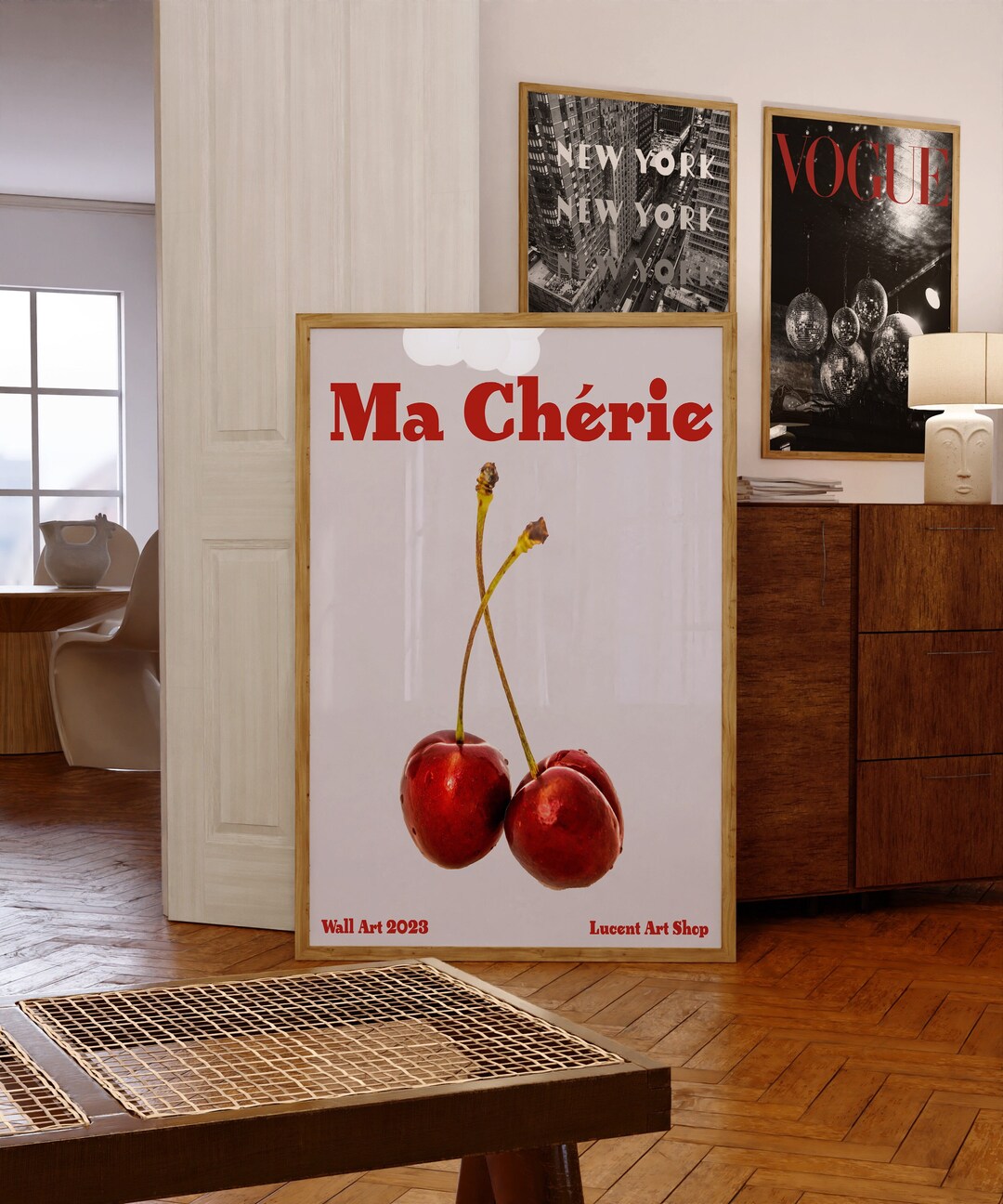 Cherry Print 70s Retro Wall Art Aesthetic Print Ma Cherie Poster ...