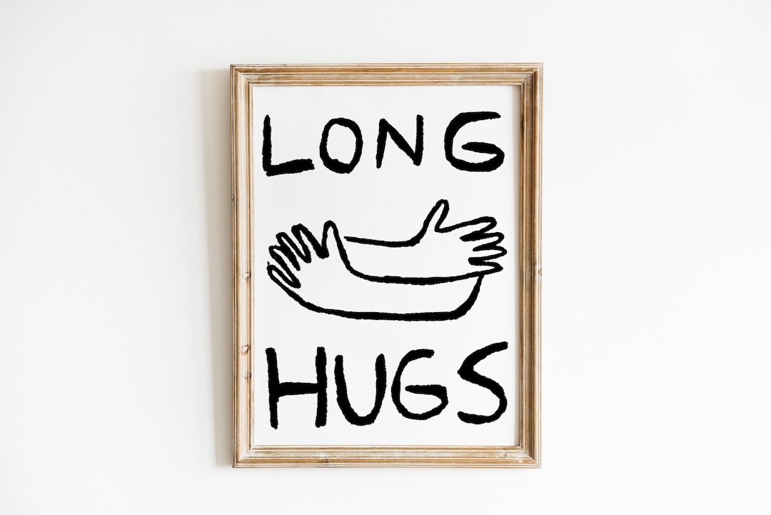 Long Hugs Print Couples Poster 70s Wall Art Black Print Above Bed ...