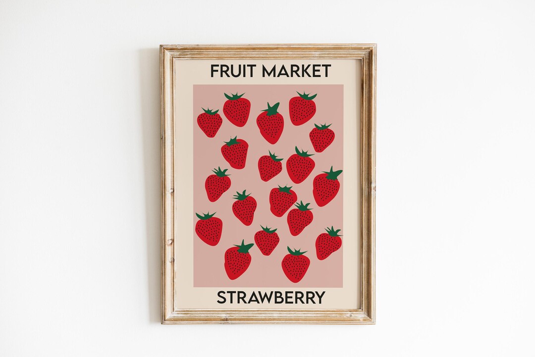Fruit Print, Fruit Market Print, Strawberry Print, Colourful Kitchen ...