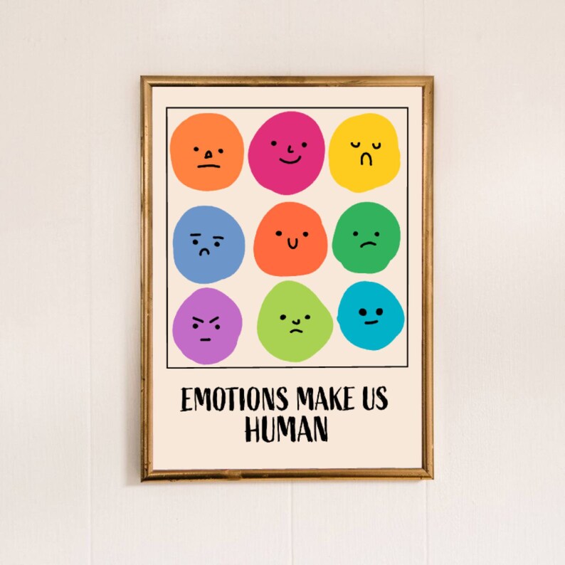 Retro Emotions Print Mood Poster Wall Art Trendy Typography - Etsy