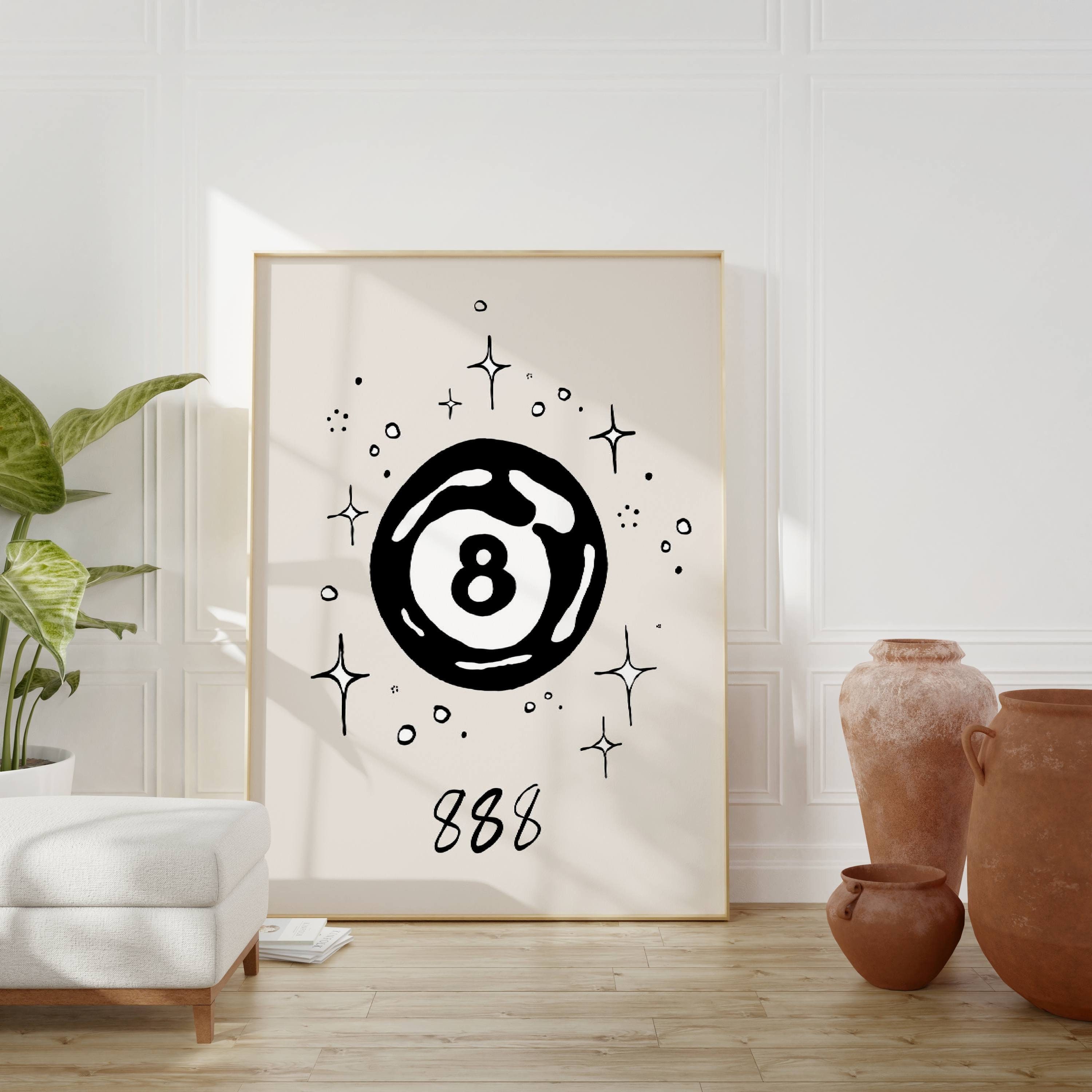 Trendy Retro 8 Ball Print Illustration Vintage Wall Art Eight - Etsy