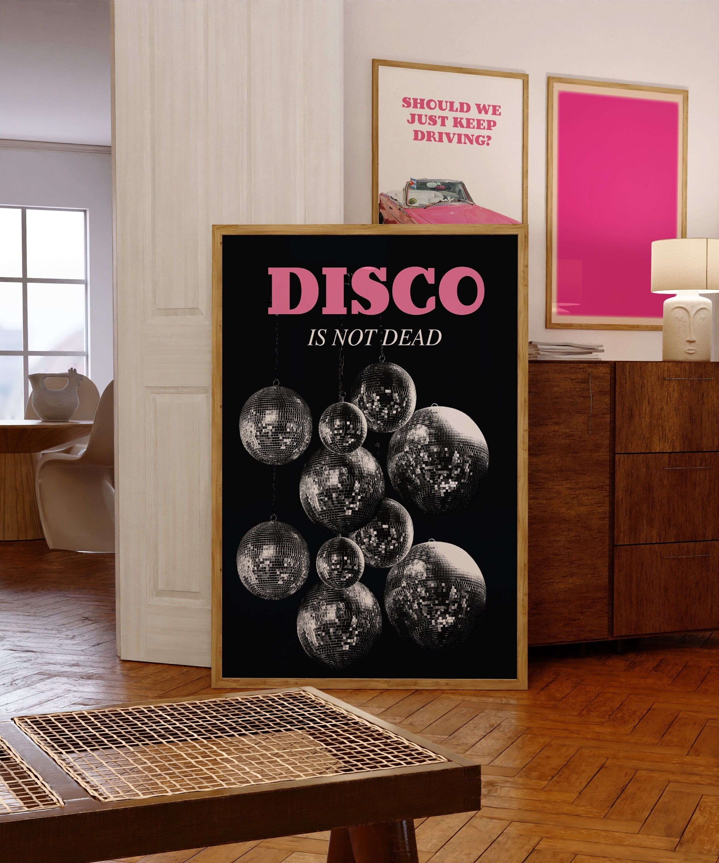 Disco Poster 70s Wall Art Disco Ball Print Psychedelic Art Retro Print ...