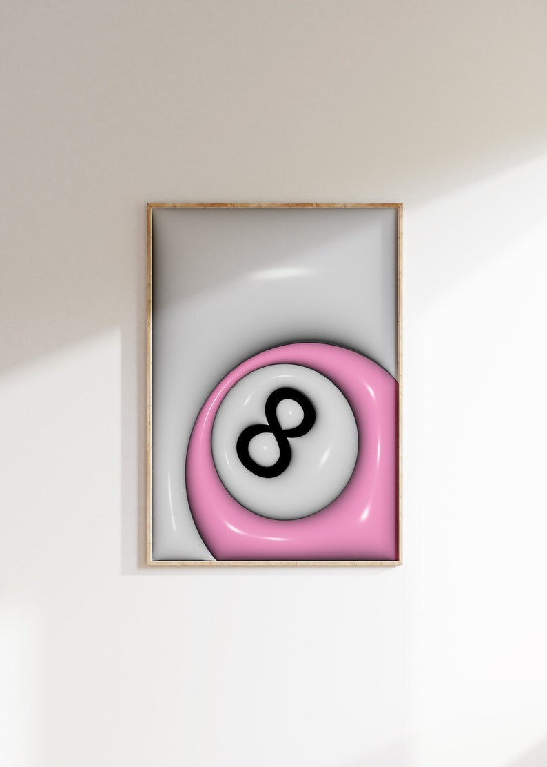 8 Ball Print Pink Trendy Retro Poster Wall Art Eight Ball Poster Preppy ...