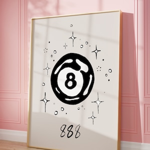 Trendy Retro 8 Ball Print, Illustration, Vintage Wall Art, Eight Ball ...