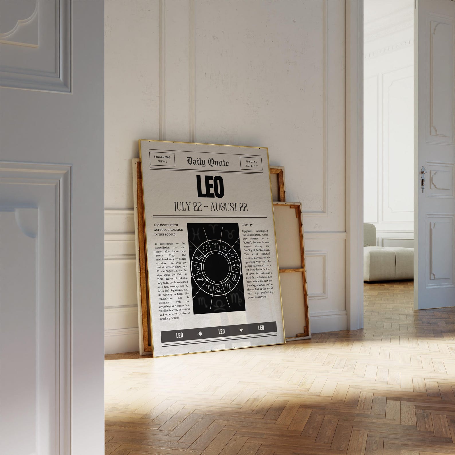 Leo Print Zodiac Newspaper Leo Poster Retro Vintage Wall Art Aesthetic ...