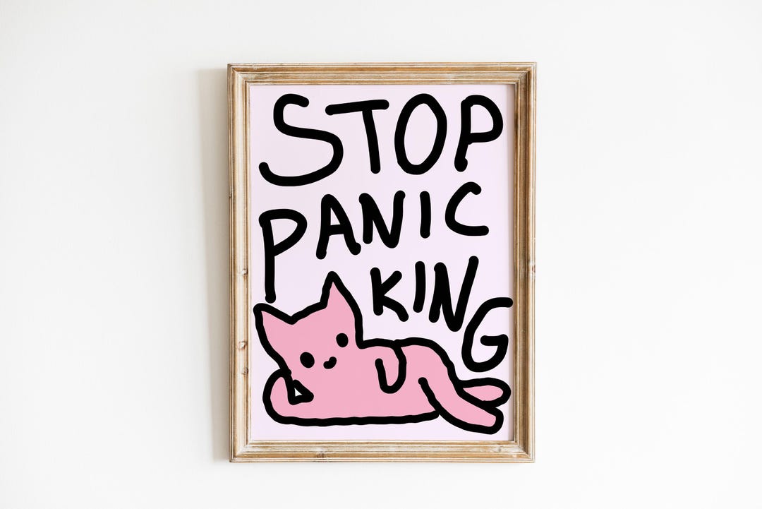 Stop Panicking Print Illustration Poster Wall Art Modern Kitchen Decor ...