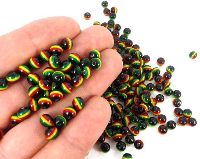 100 X 6 Mm Colorful Striped Round Resin Beads MHR6 - Etsy