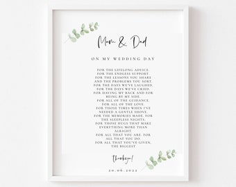 Parents of the Bride Print - Parents of the Bride Poem - Parents ...