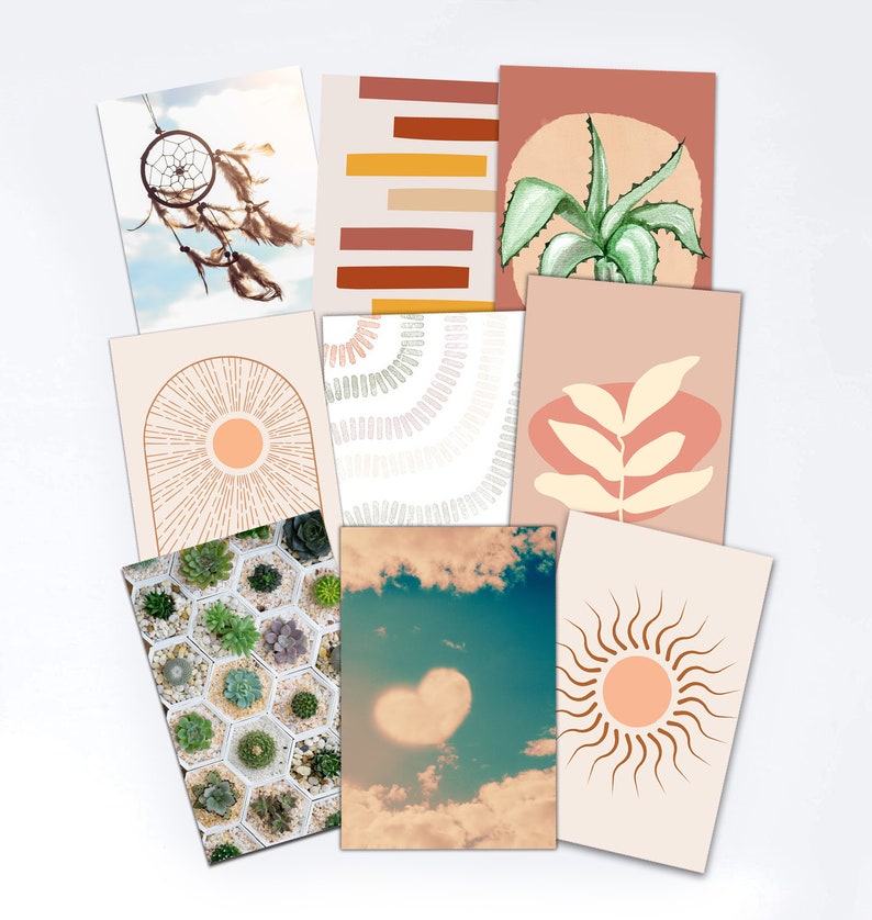 70 PRINTED Boho Wall Collage Kit Beige Pastel Collage Kit - Etsy