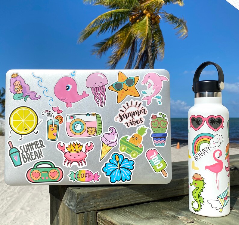 100 Beach Stickers Pack Summer Water Bottle Stickers Laptop - Etsy