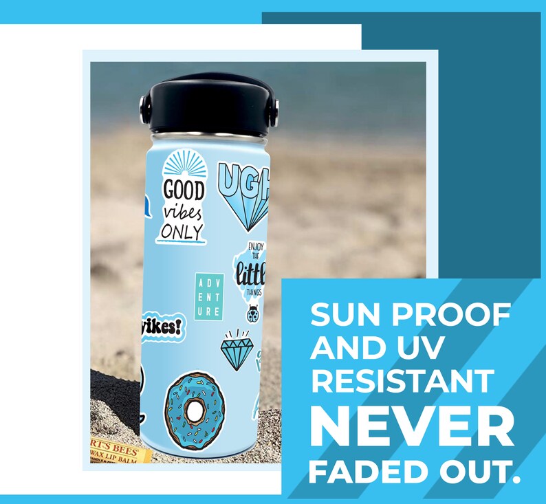 100 Blue Water Bottle Stickers Pack Vsco Stickers Laptop Cute - Etsy