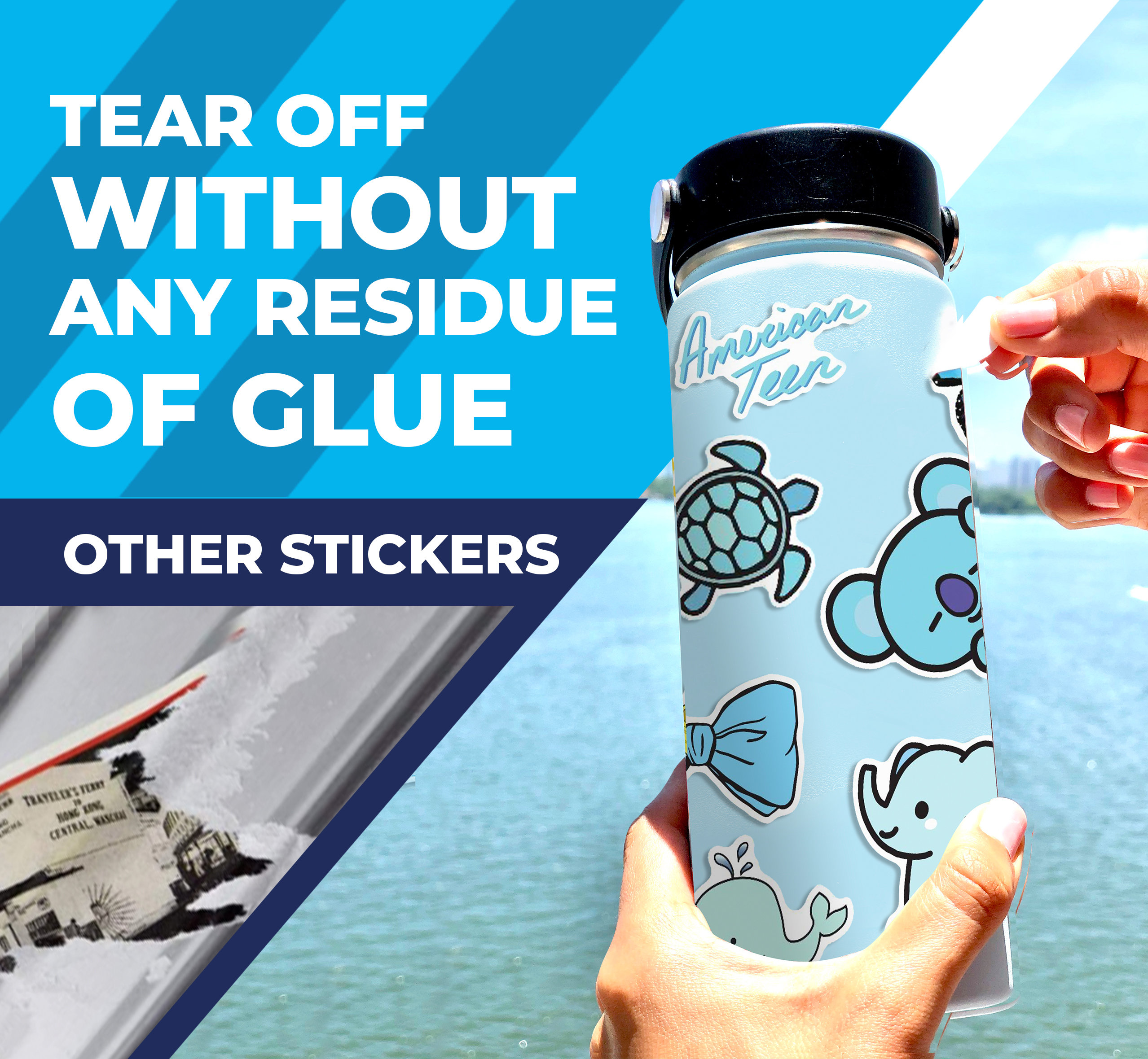 100 Blue Water Bottle Stickers Pack Vsco Stickers Laptop Cute - Etsy