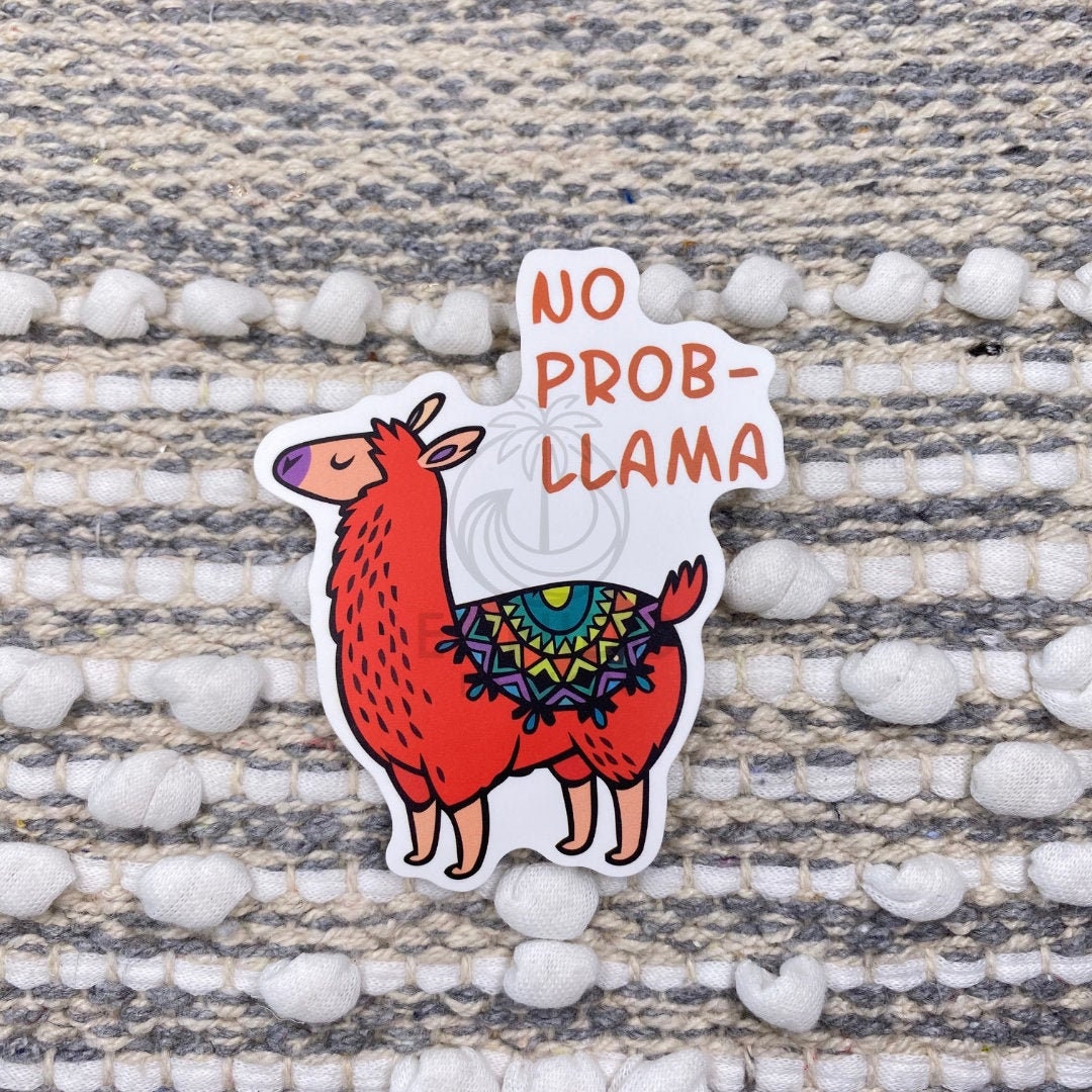 Red No Prob-llama Vinyl Sticker, Best Friend Gift, Laptop Decals, Cute ...
