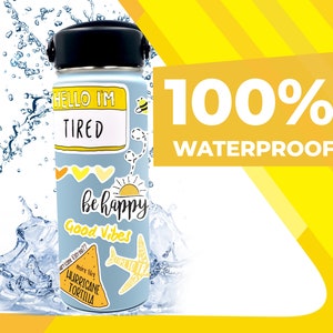 100 Yellow Water Bottle Stickers Aesthetic Cute Yellow Stickers ...