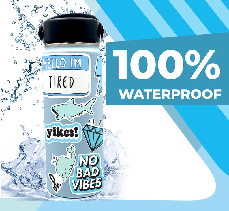 100 Blue Water Bottle Stickers Pack Vsco Stickers Laptop Cute - Etsy