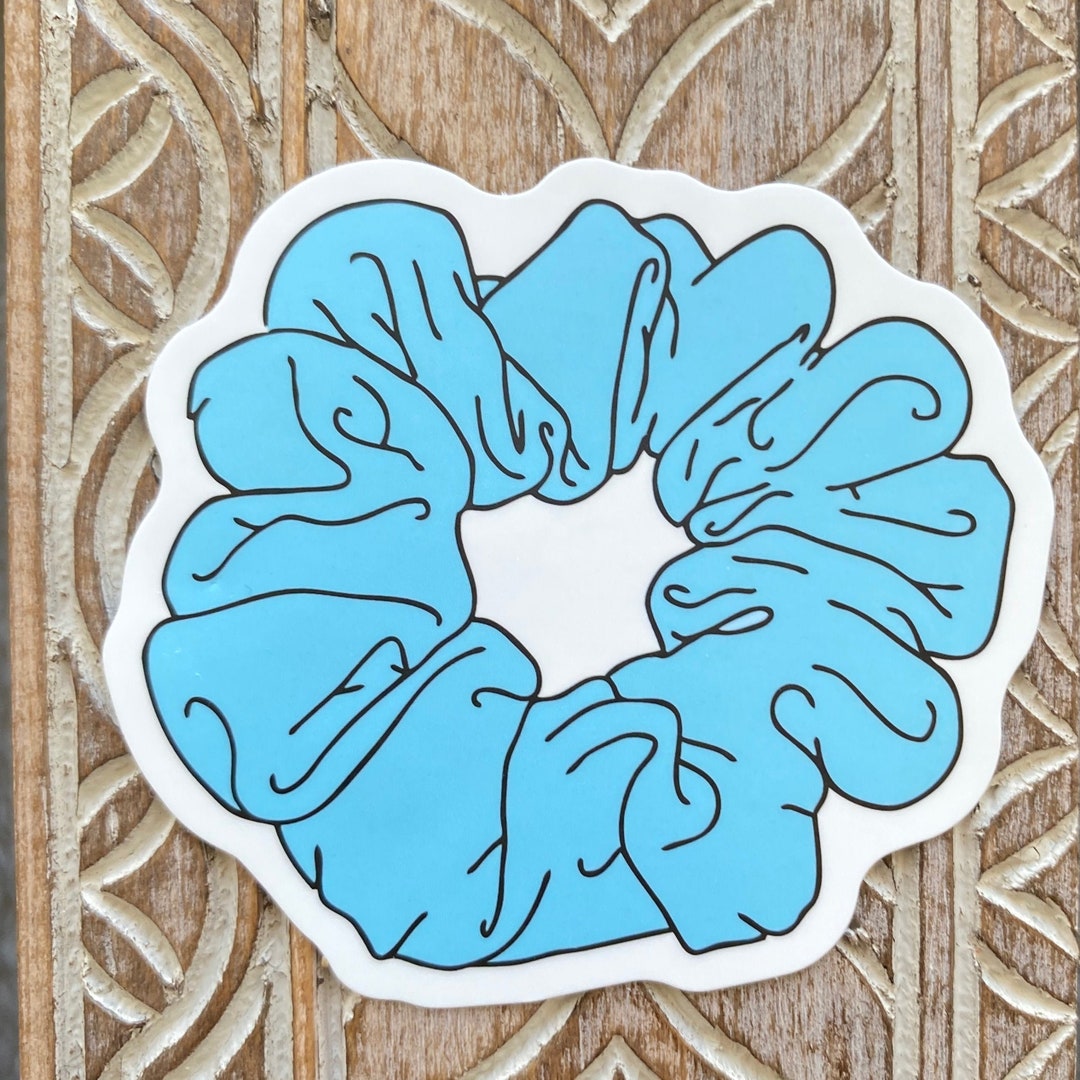 Blue Scrunchie Vinyl Sticker, Best Friend Gift, Laptop Decals, Cute ...