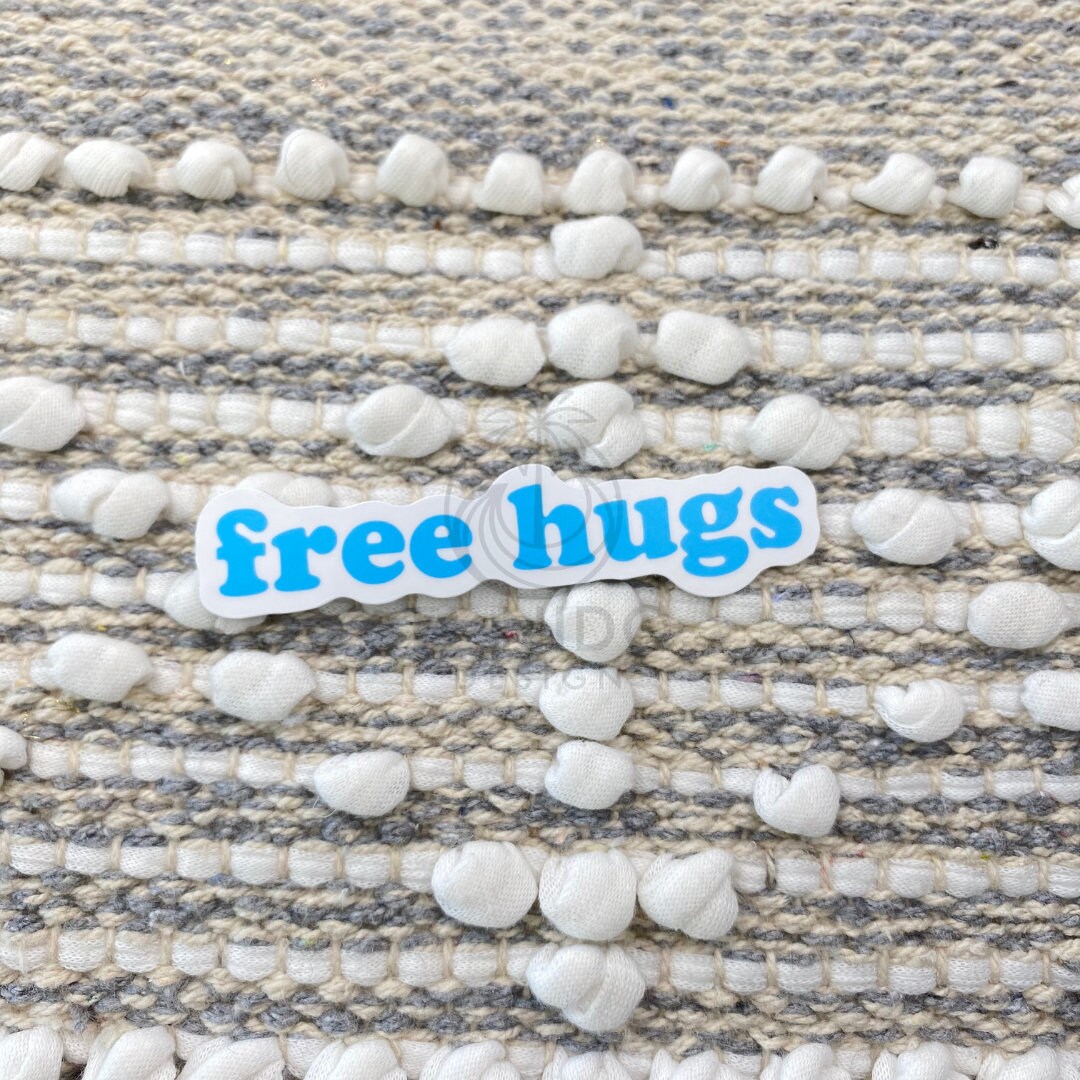 Blue Free Hugs Vinyl Sticker, Best Friend Gift, Laptop Decals, Cute ...