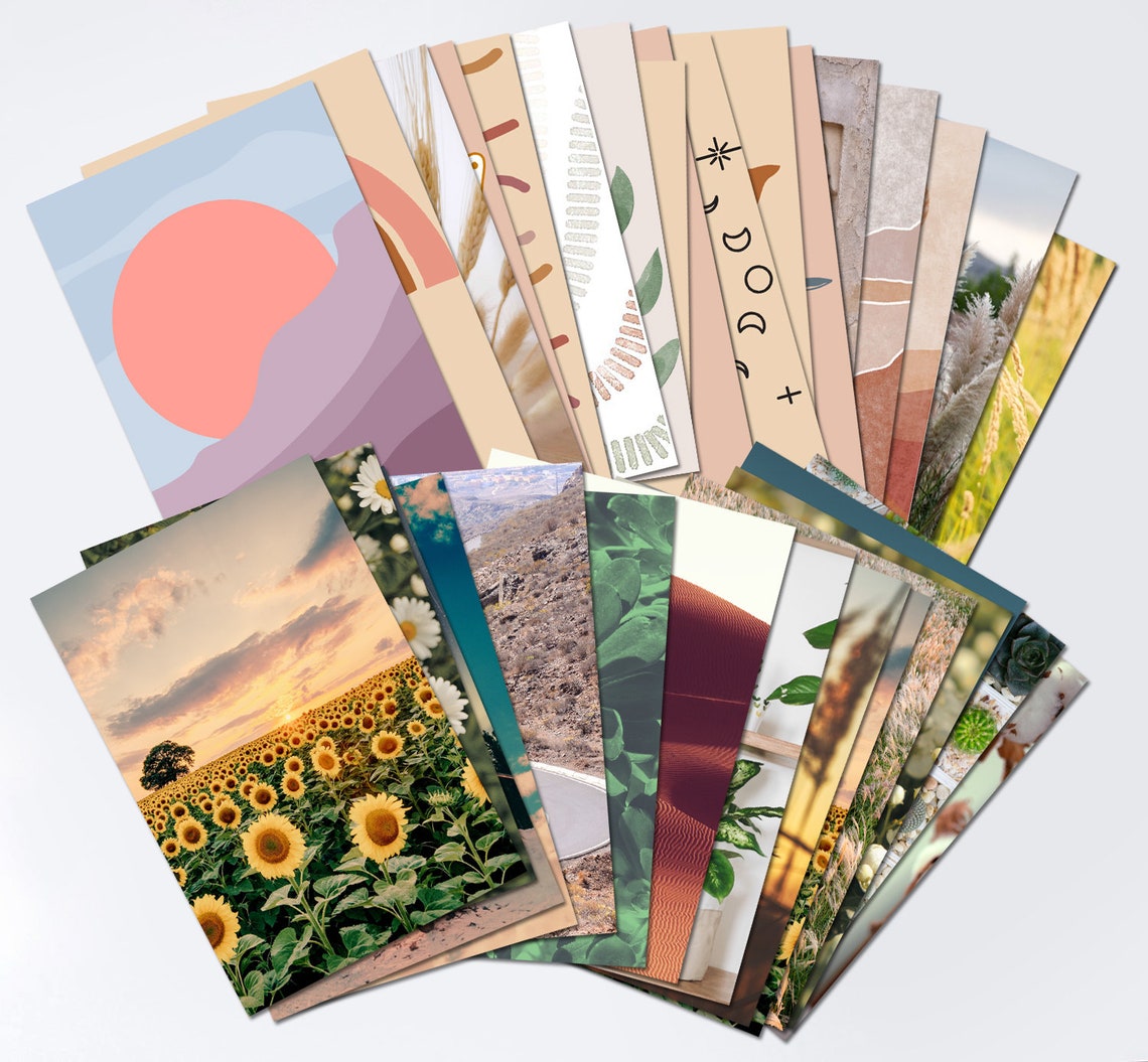 70 PRINTED Boho Wall Collage Kit Beige Pastel Collage Kit - Etsy