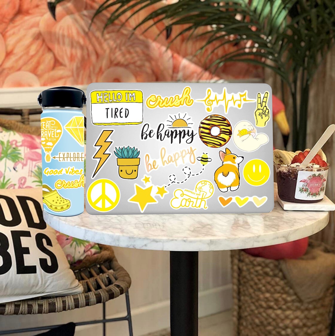 100 Pack Yellow Vsco Stickers I Cute Yellow Stickers | Etsy