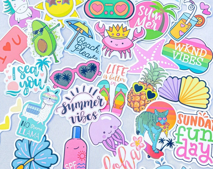 BEACH STICKER PACK Beach Stickers Aesthetic Stickers Boho Stickers Gift ...