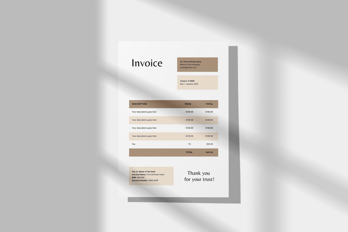Printable Invoice Template | Editable Business Order Form (canva ...