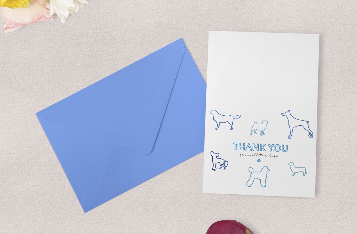 Printable Dog Thank You Card 3 Colors Included - Etsy