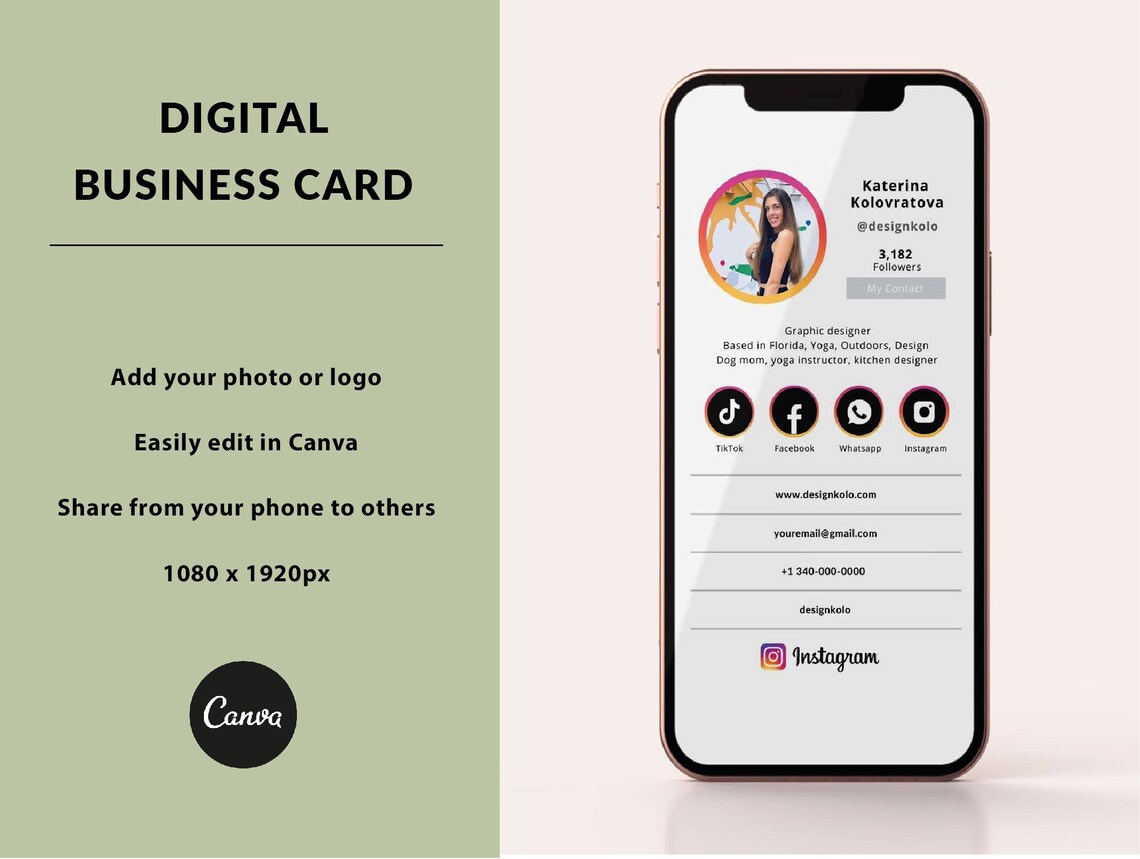 Digital Instagram Business Card Canva Template Instagram Profile ...