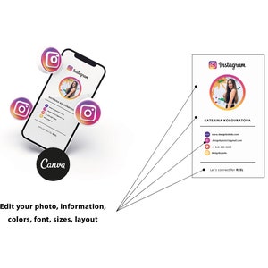Digital Business Instagram Card Canva Template Instagram Business Card ...