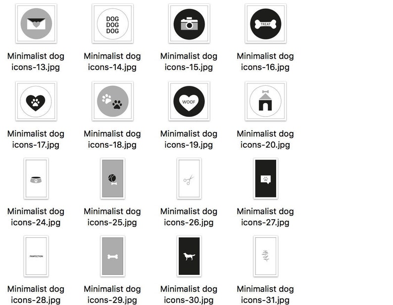Dog Modern Instagram Story Highlight - Minimalist Black and White Dog ...