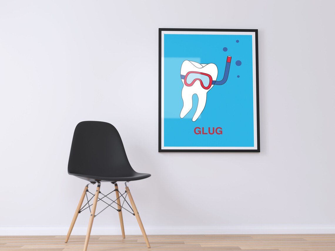 Dentist Office Teeth Art Posters Kids / Funny Dentist Office Wall Art ...