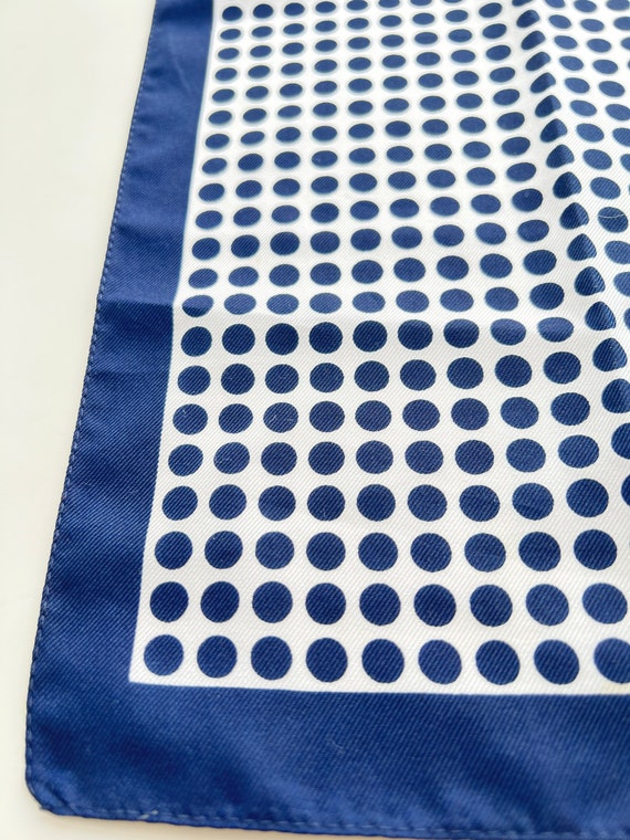 Italian vintage small square scarf navy blue white po… - Gem