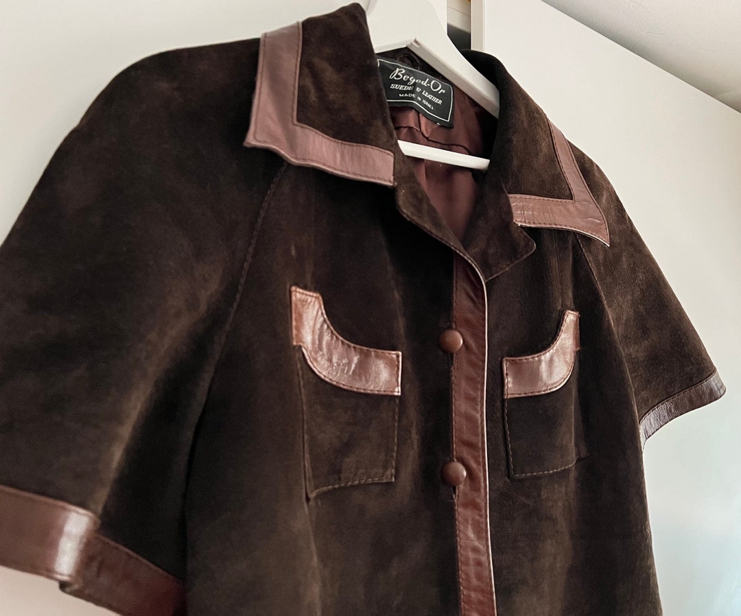 70s Vintage Beged-or Israel Safari Style Jacket Patchwork Brown Suede ...