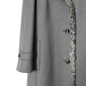 Lacoda Vintage Coat, Karakul Collar, Grey Elegant Single Breasted Mid ...