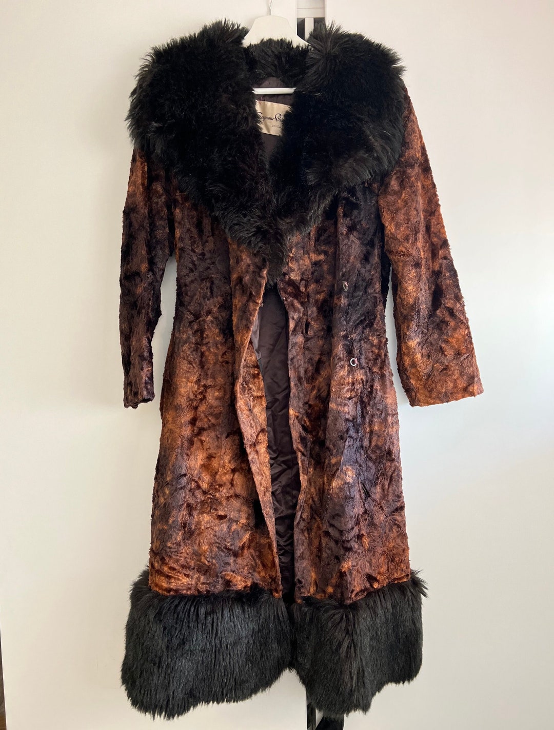 1950s Vintage Karakul Coat: Brown Black Faux Fur Collar, Size M - Etsy UK