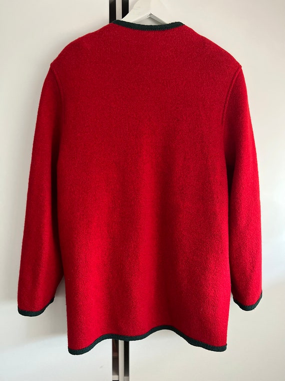 Austrian Giesswein vintage red cardigan with chickens… - Gem
