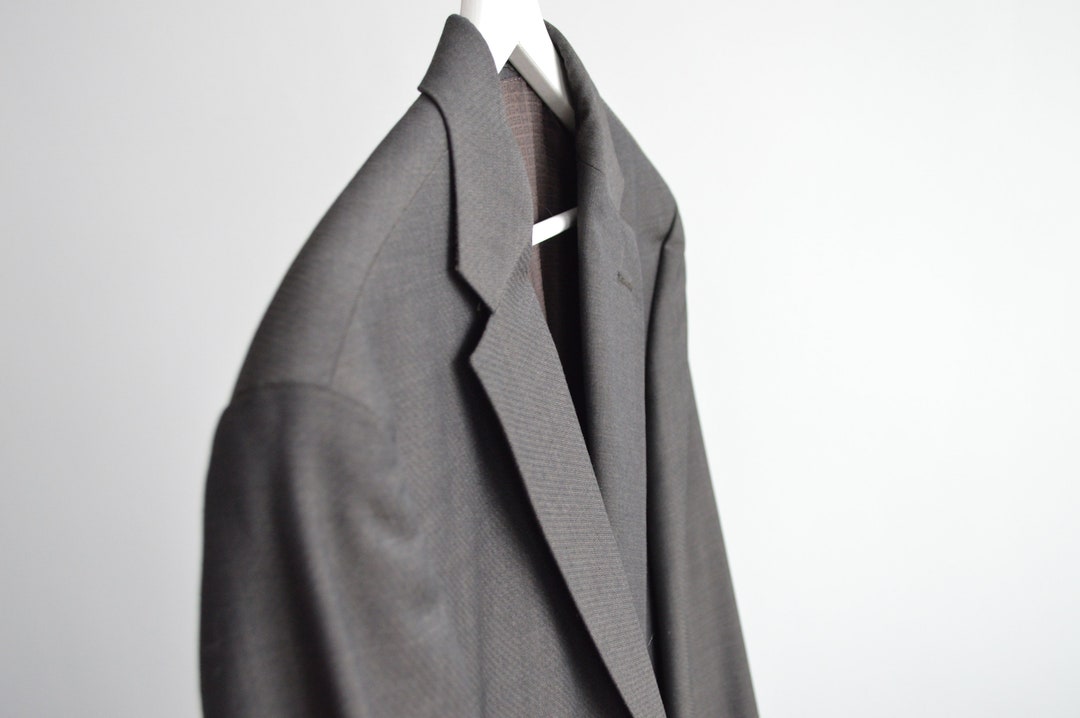 HUGO BOSS Vintage Dark Grey Blazer Button up Lined Jacket for Men 100% ...