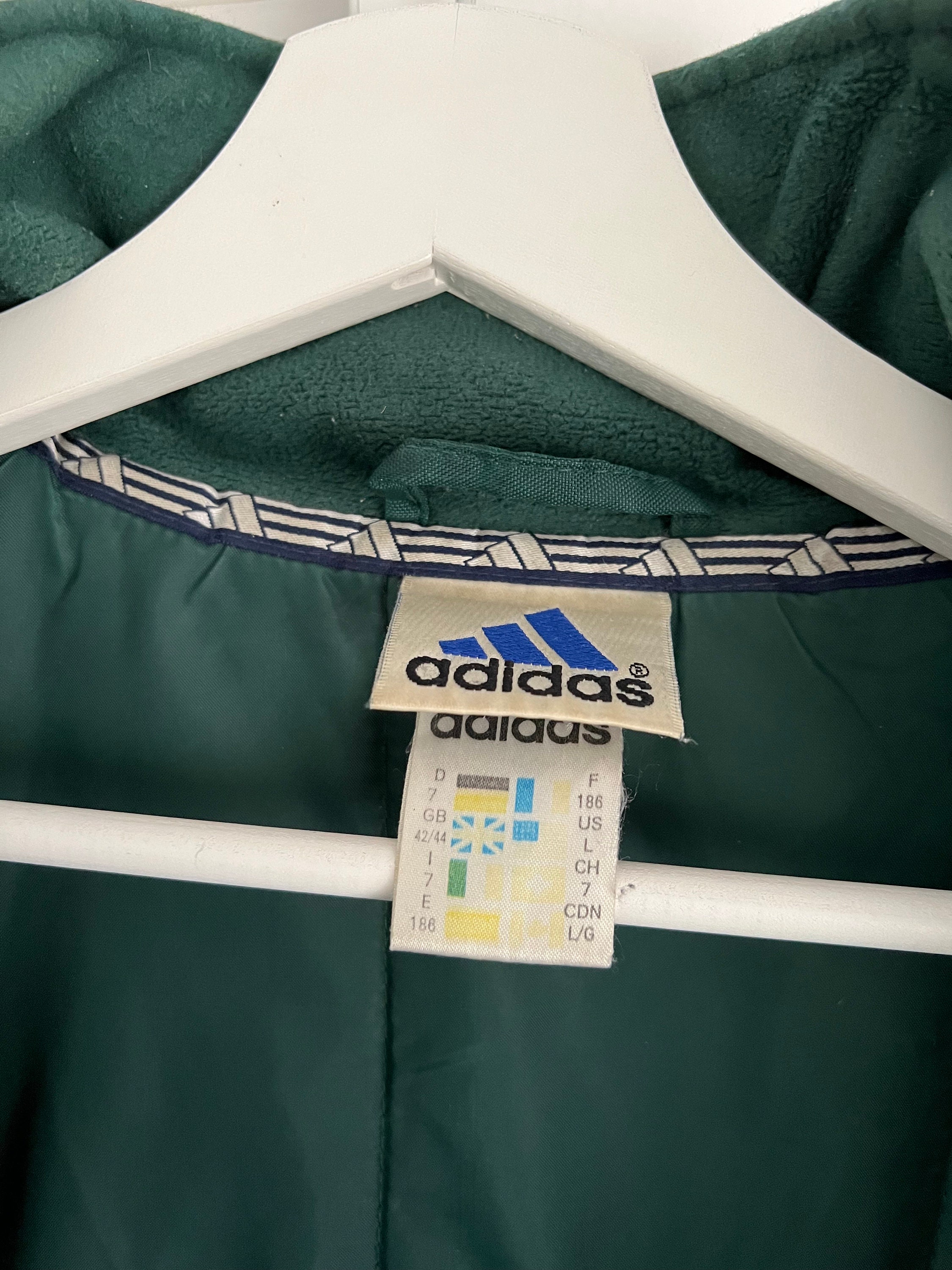 ADIDAS 70s 80s Vintage Windbreaker, Green White Oversized ADIDAS 70s 80s Vintage Windbreaker, Green White Oversized