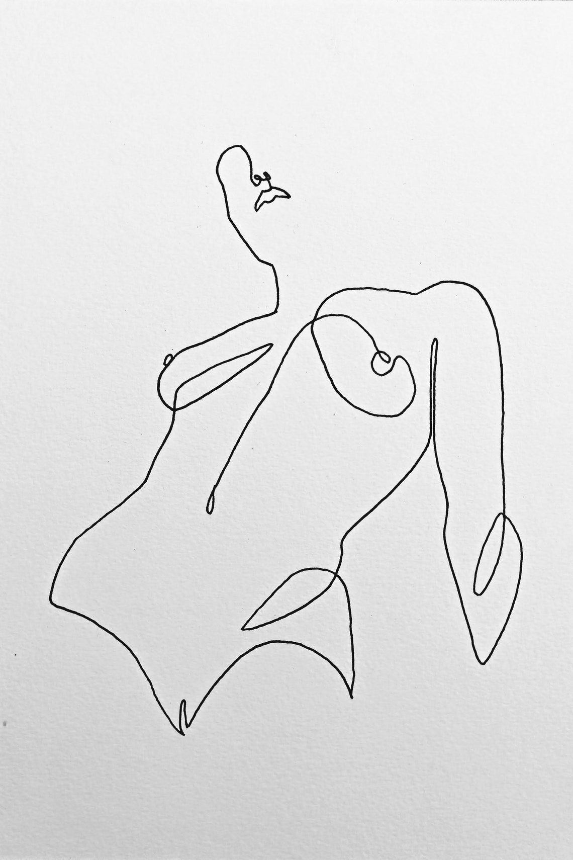 Lean 1 Fine Line Body Positive Figure Study Original - Etsy