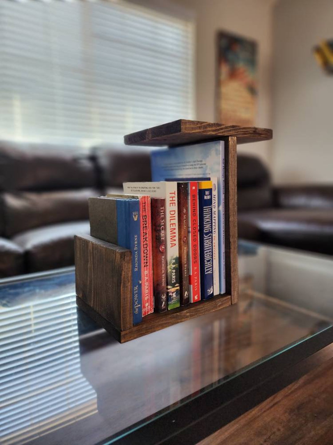 Handmade Rustic Wooden Tabletop Desk Bookshelfj Wooden Table Bookshelf ...