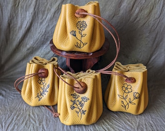 Leather Drawstring Pouch - Etsy