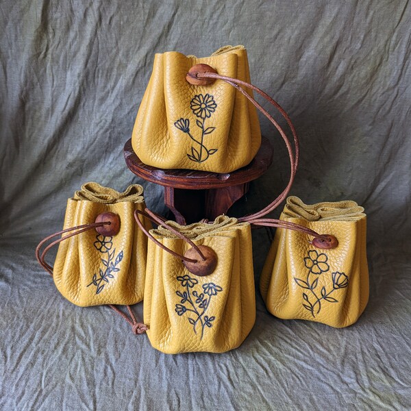 Leather Button Pouch - Etsy