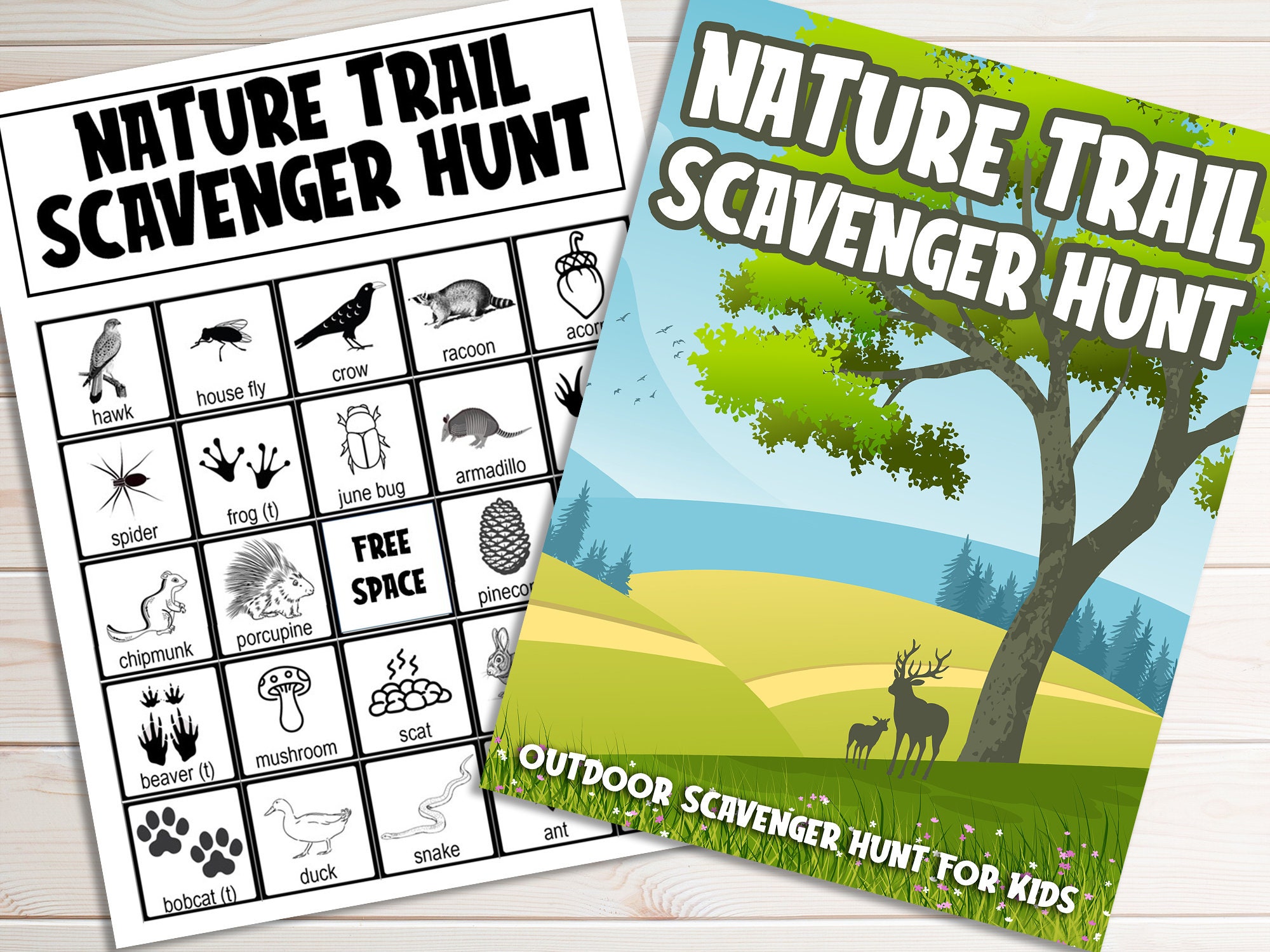 Nature Trail Camping Scavenger Hunt Outdoor Bingo Game Printable for ...