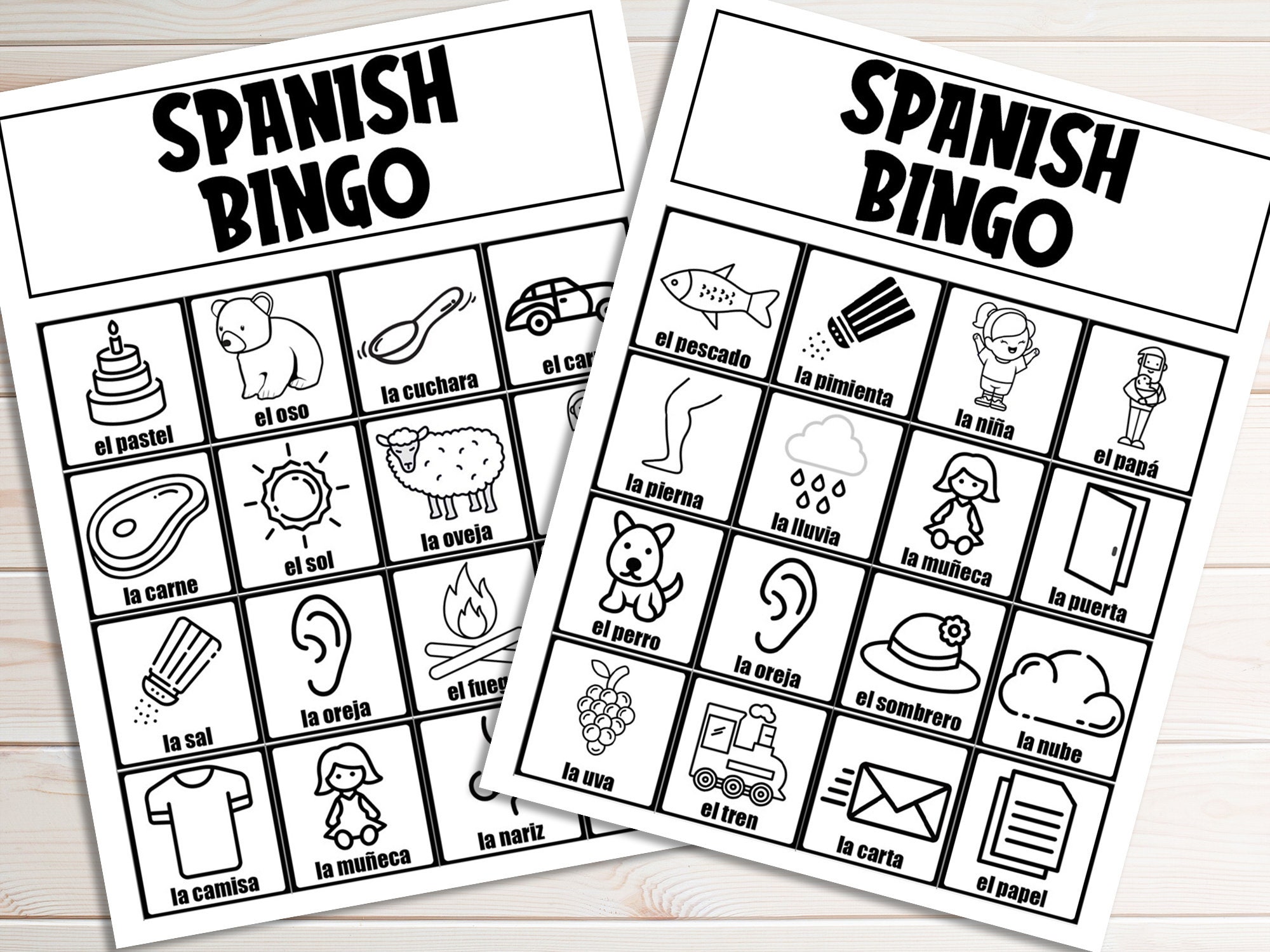 Sight Words in Spanish and English Bingo Game ESL Bilingual Practice ...
