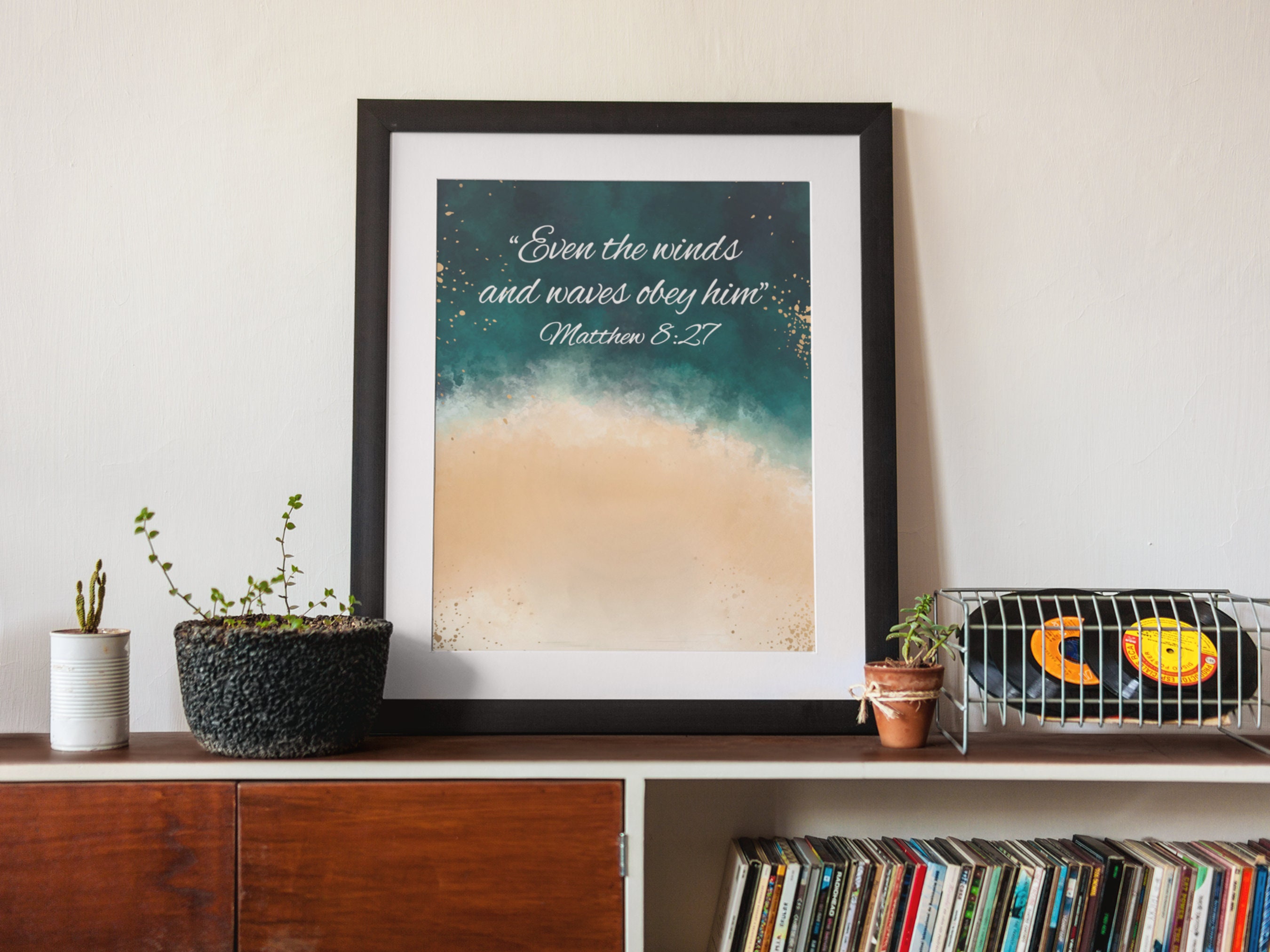 Bible Verse Printable Art Even the Wind and Waves Obey Him Matthew 8:27 ...