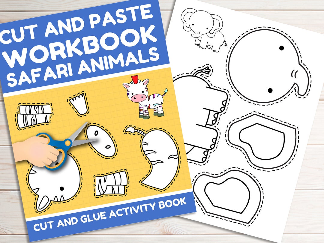 Scissor Cutting Printable Activity Cut and Paste Worksheets With Safari ...