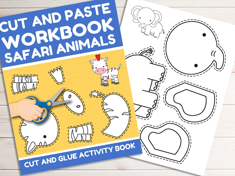 Scissor Cutting Printable Activity Cut and Paste Worksheets With Safari ...