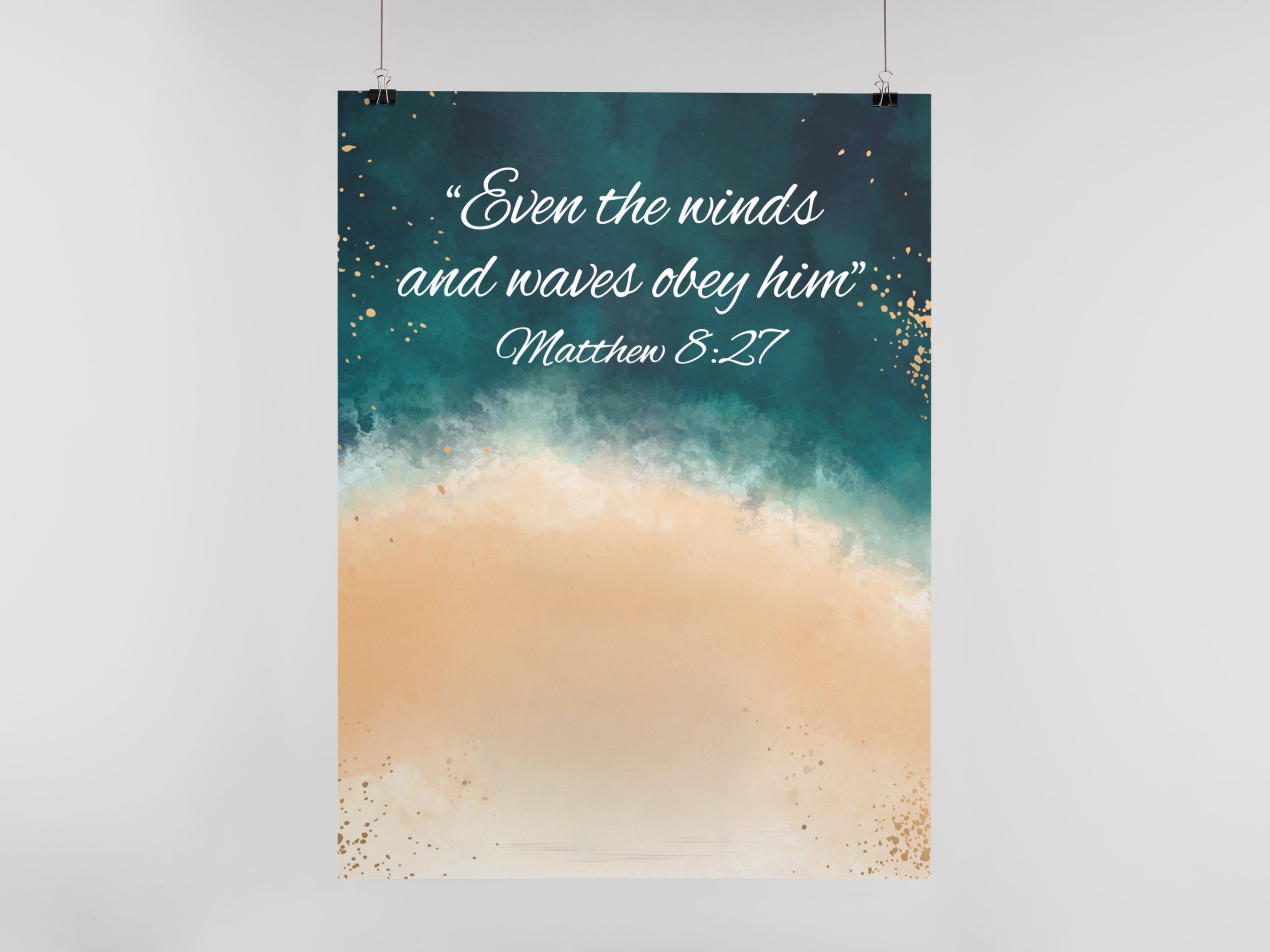 Bible Verse Printable Art Even the Wind and Waves Obey Him Matthew 8:27 ...